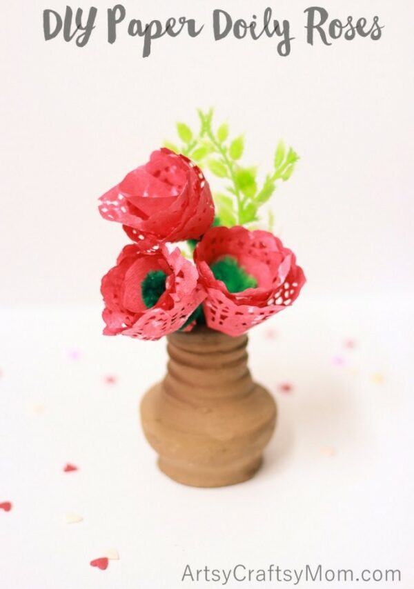 DIY Paper Doily Roses - #KIDSCRAFTSTARS challenge - Artsy Craftsy Mom