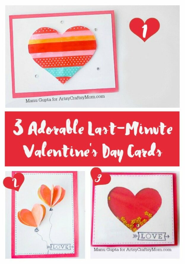 3 Adorable Last-Minute Valentine's Day Cards - Artsy Craftsy Mom