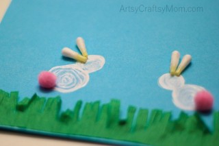 Easter Bunny Rabbit Art for kids using Q-Tips - Artsy Craftsy Mom