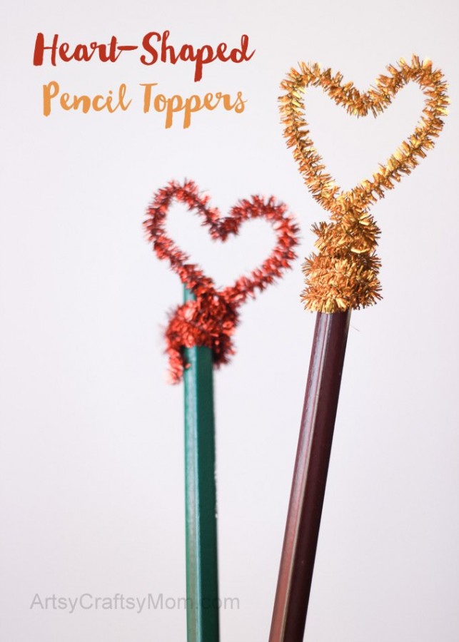 Easy Heart-Shaped Pencil Toppers For Valentines Day - Artsy Craftsy Mom
