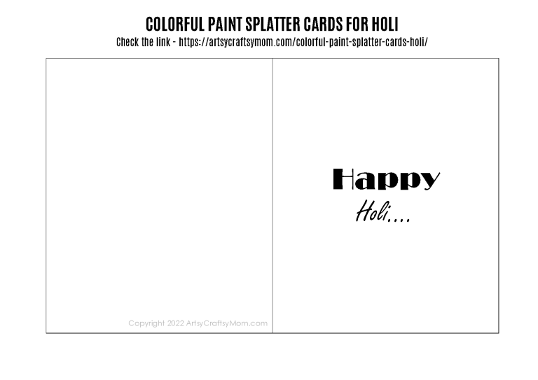 Colorful Paint Splatter cards for Holi - The Festival of Colors