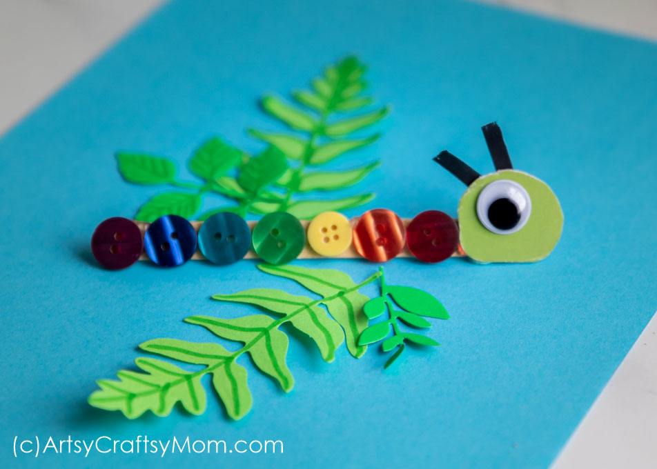 Rainbow Caterpillar Button Craft - Artsy Craftsy Mom