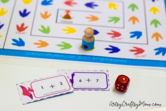 Printable Dinosaur Addition Game - Artsy Craftsy Mom
