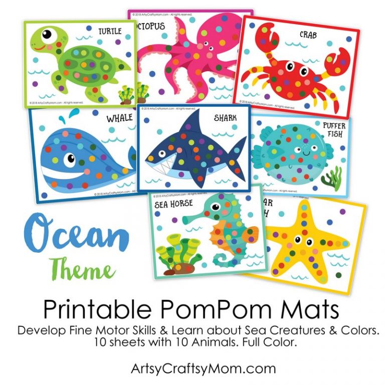 Printable Dinosaur Pom Pom Mats