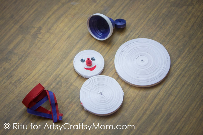 Paper Quilling 3D Snowman Craft for Kids - Artsy Craftsy Mom