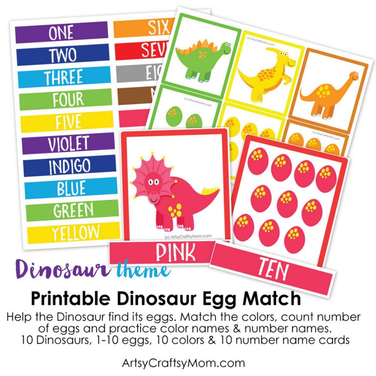 Printable Dinosaur Egg Match Game for Kids