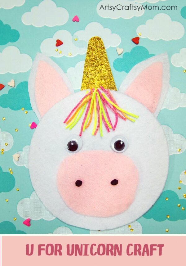 U for Unicorn Craft with Printable Template - Artsy Craftsy Mom