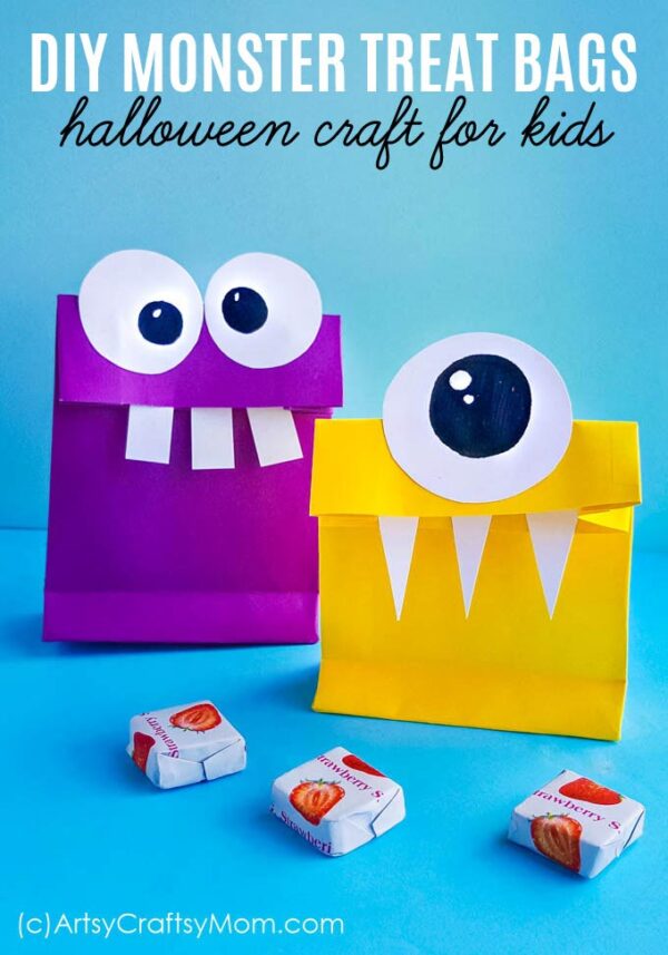 DIY Monster Treat Bags for Halloween + Free Template