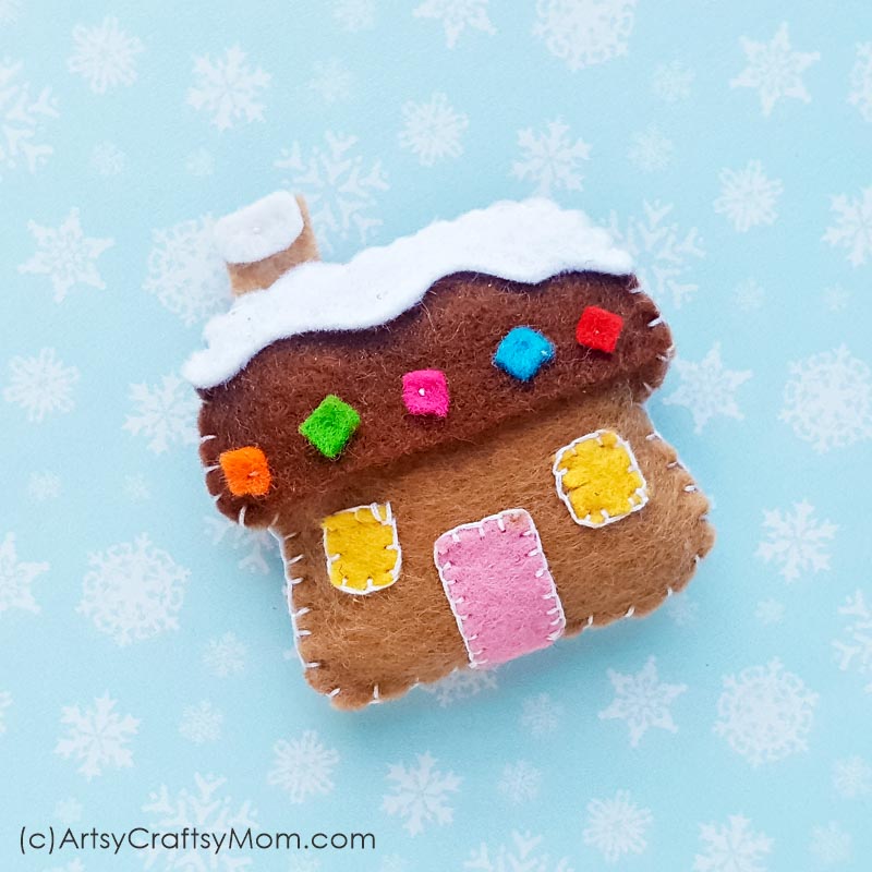 DIY Felt Gingerbread House Christmas Ornament + Free Template