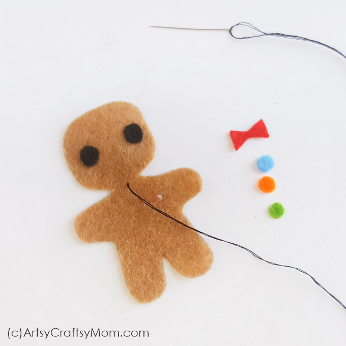 Felt Gingerbread Man Christmas Ornament Craft for kids