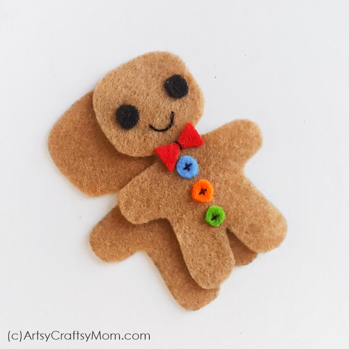 Felt Gingerbread Man Christmas Ornament Craft for kids