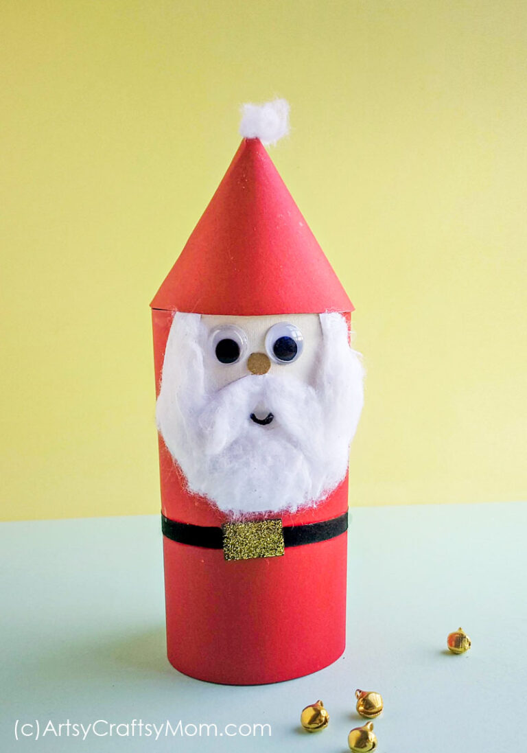Easy Cardboard Roll Santa Claus Craft | Christmas Craft - Artsy Craftsy Mom