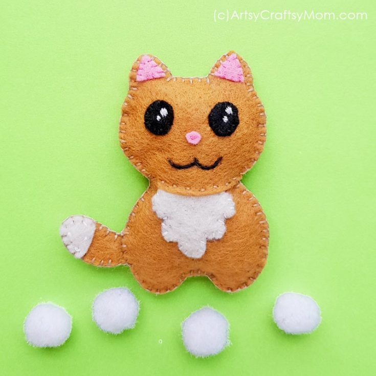 DIY Felt Cat Plushie + Free Printable Template