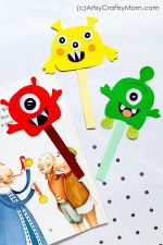 Alien Stick Bookmarks for Halloween + Free Printable Template