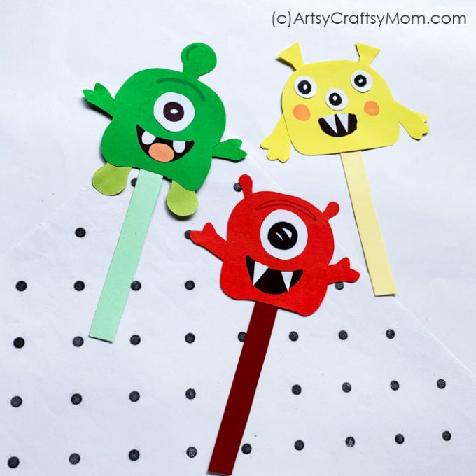 Alien Stick Bookmarks for Halloween + Free Printable Template