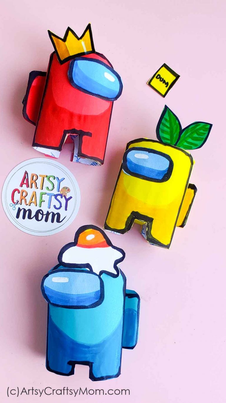 DIY AMONG US Craft using Cardboard Rolls - Artsy Craftsy Mom