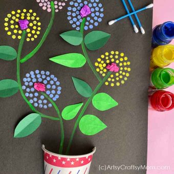 Q-tip Flower Art Mother's Day Card