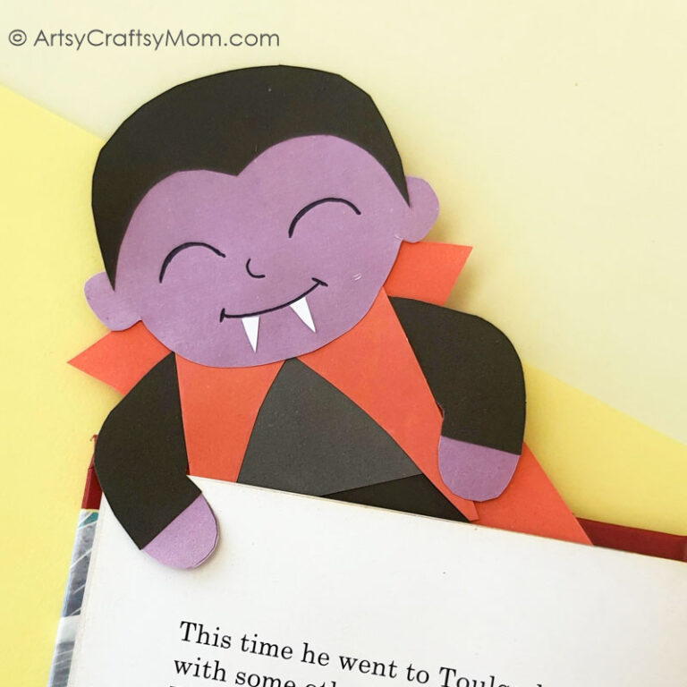 Easy Printable Paper Dracula Bookmark for Kids