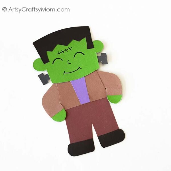 Cute and Easy Printable Frankenstein Bookmark for Kids