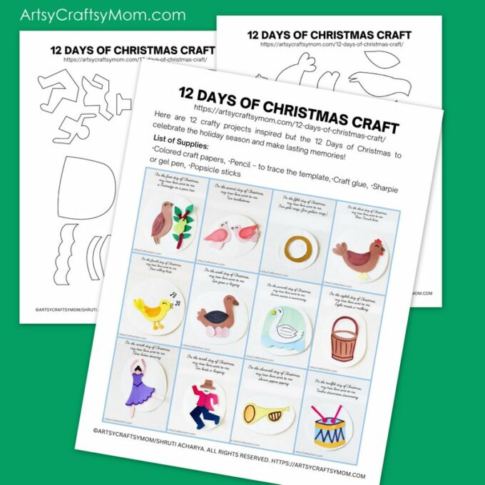 12 Days of Christmas Craft Template - Artsy Craftsy Mom