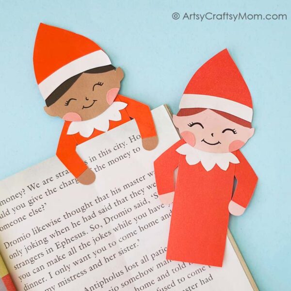 Easy Elf on the Shelf Bookmark Craft - Artsy Craftsy Mom