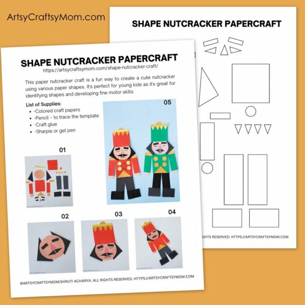 Easy and Fun Shape Nutcracker Craft for Preschoolers