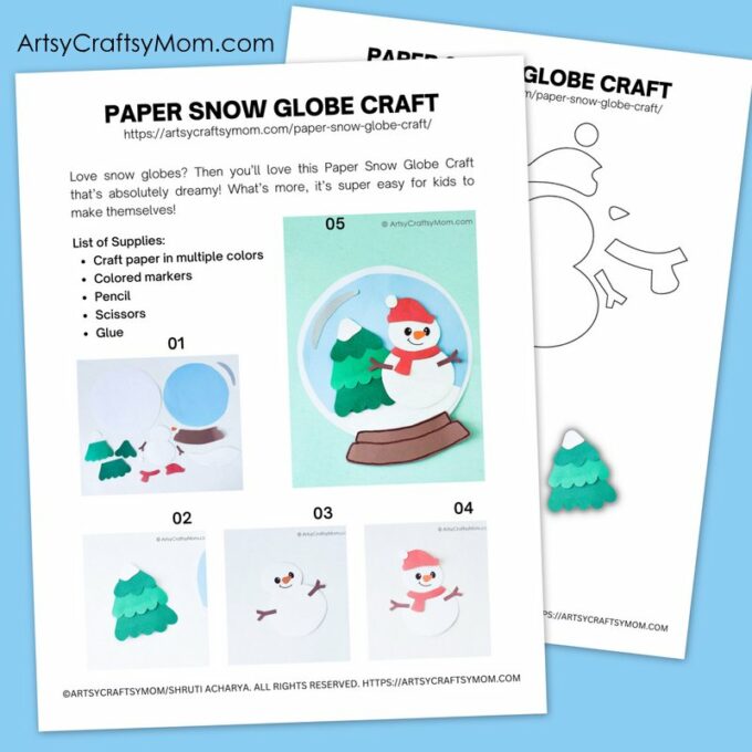 PAPER SNOW GLOBE CRAFT TEMPLATE - Artsy Craftsy Mom