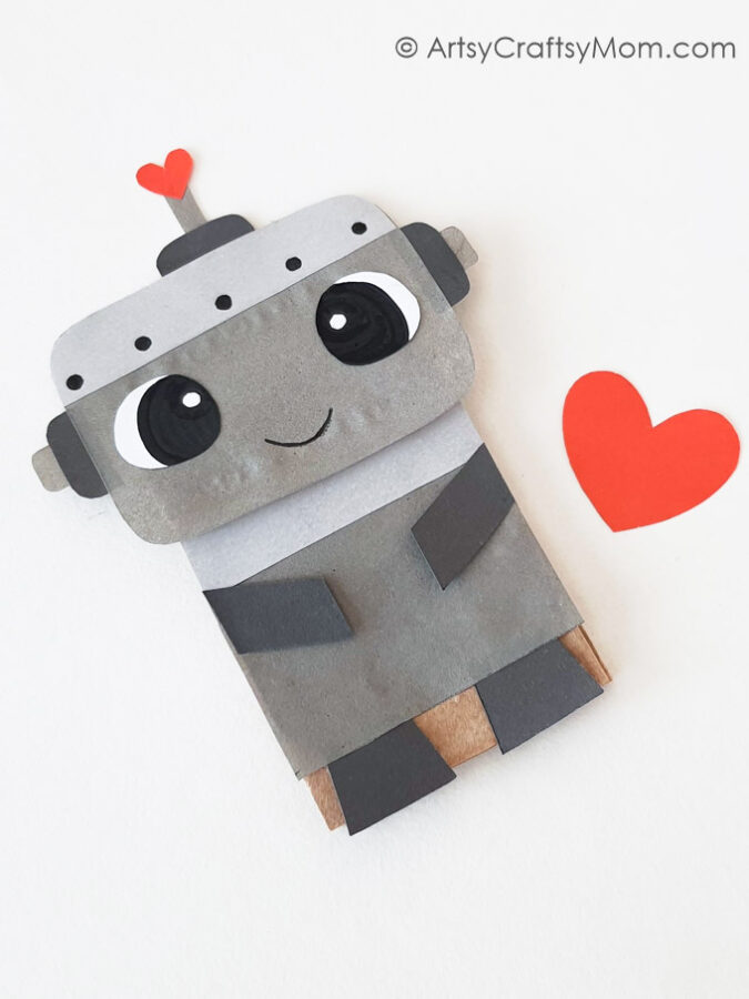 Adorable Paper Bag Love Robot Craft for Kids