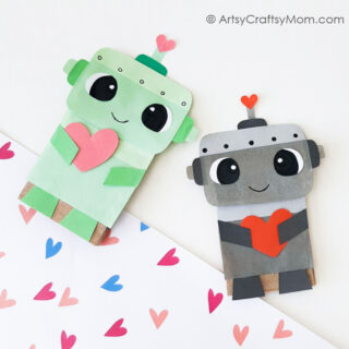 Adorable Paper Bag Love Robot Craft for Kids