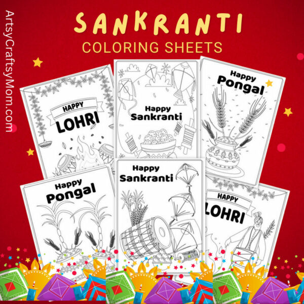 Sankranti Lohri Pongal Printable Coloring Pages - Artsy Craftsy Mom