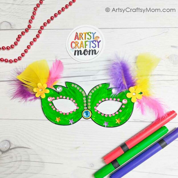 Gorgeous DIY Mardi Gras Masks With Free Template