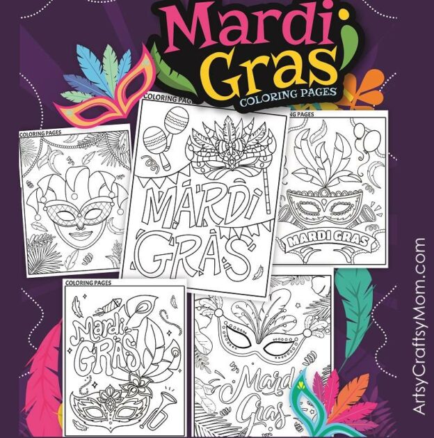 Mardi Gras Coloring Pages for Kids - Artsy Craftsy Mom