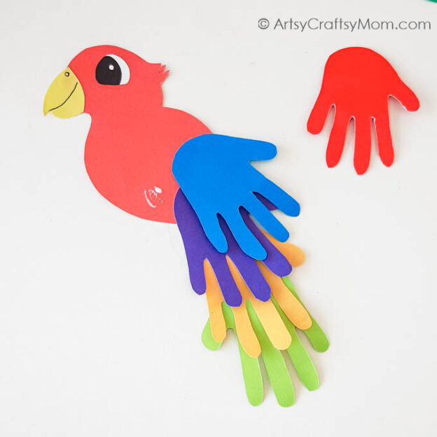 Bright and Colorful Handprint Parrot Craft for Kids