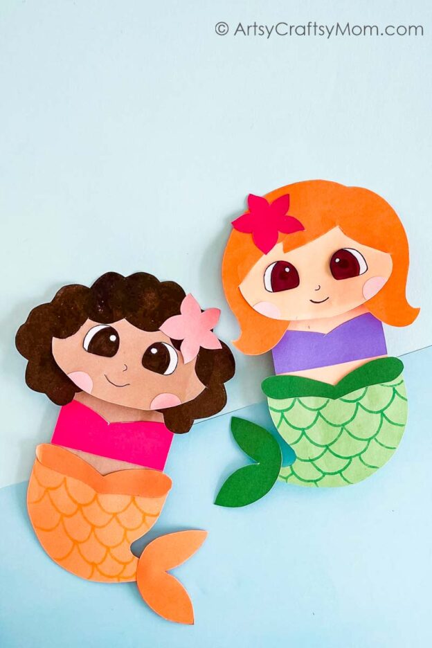 Adorable DIY Paper Bag Mermaid Puppet for Kids