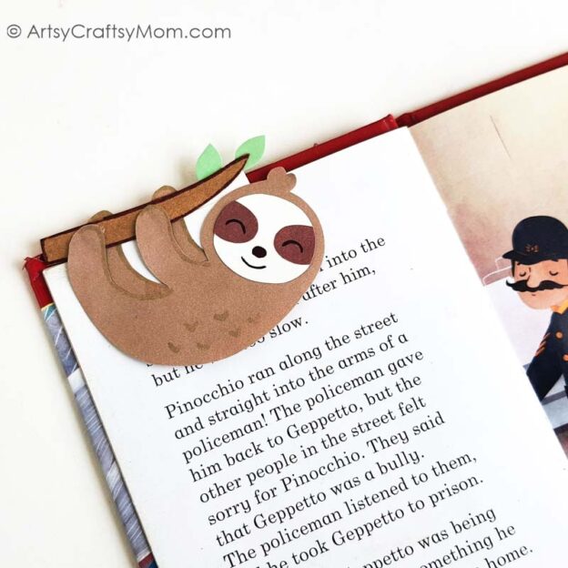 Super Cute Papercraft Sloth Bookmark for Kids
