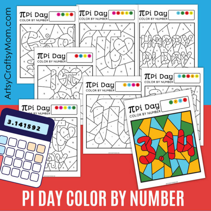 Pi Day Color By Number Sheets - Artsy Craftsy Mom