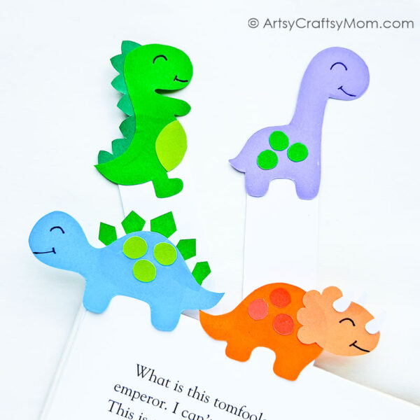 Easy DIY Paper Dinosaur Bookmarks for Kids