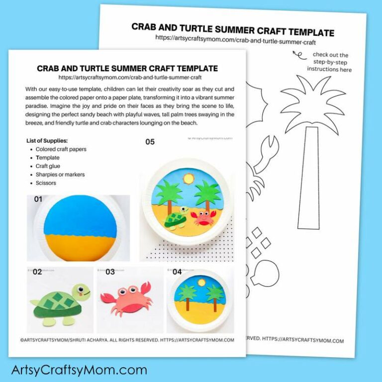 Crab and Turtle Summer Craft Template - ArtsyCraftsyMom | Kids Art ...