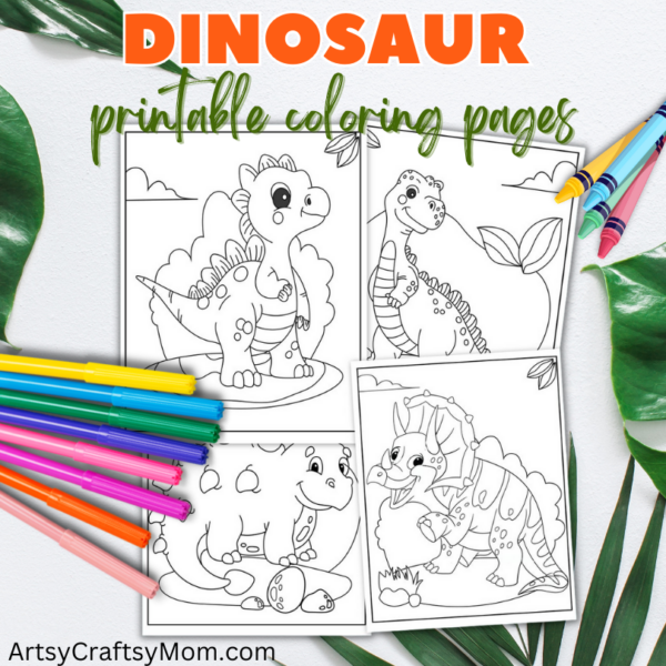 Dinosaur Themed Coloring Pages - Artsy Craftsy Mom