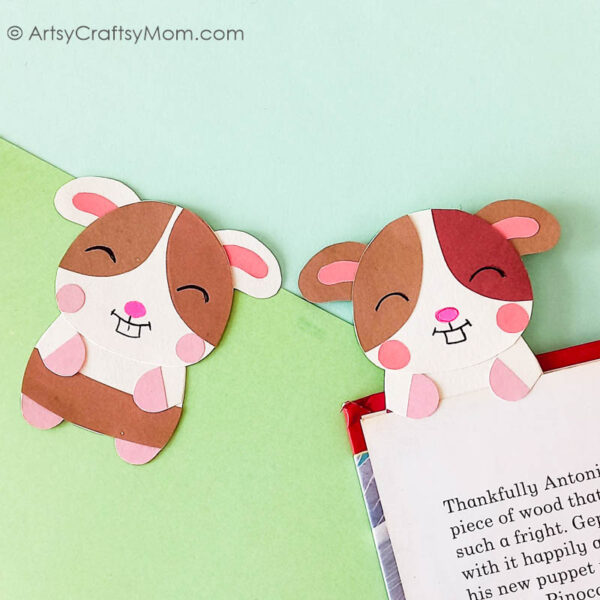 Cheerful Guinea Pig Hug Bookmark for Kids