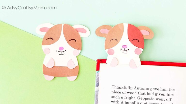 Cheerful Guinea Pig Hug Bookmark for Kids