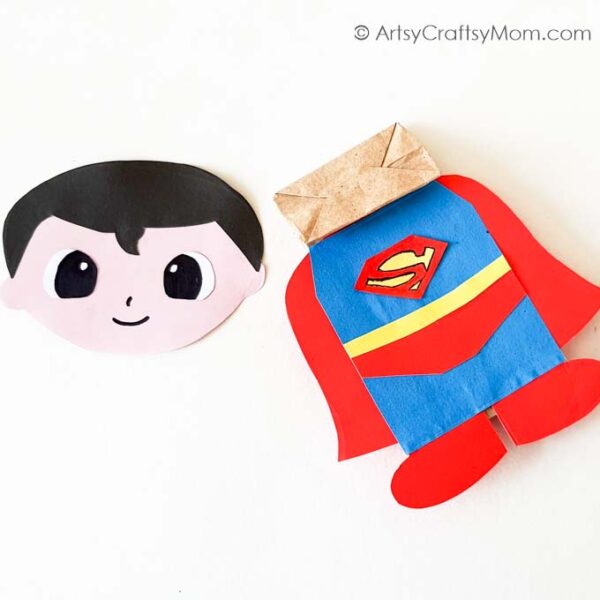 Easy Paper Bag Superman Puppet Craft for Kids