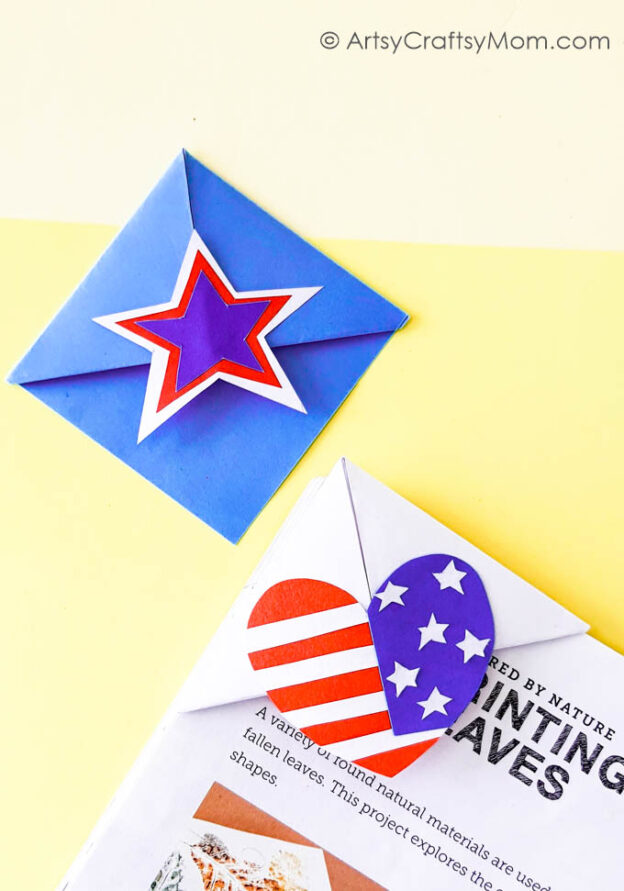 Easy DIY American Flag Day Corner Bookmarks