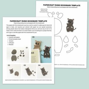Adorable DIY Papercraft Rhino Bookmark