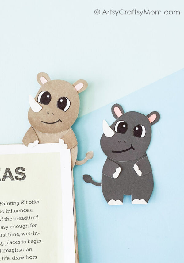 Adorable DIY Papercraft Rhino Bookmark
