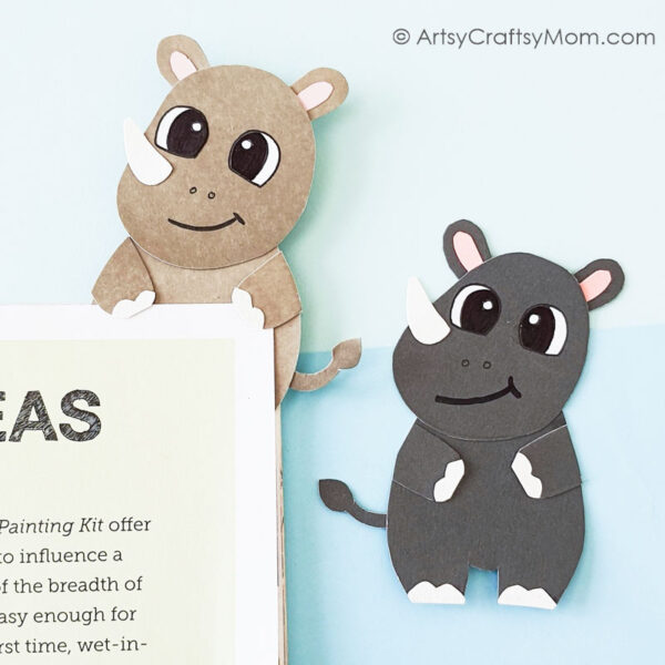 Adorable DIY Papercraft Rhino Bookmark