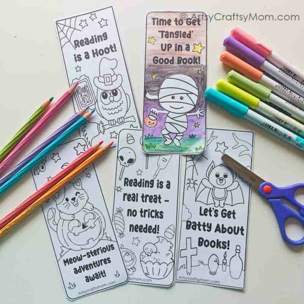 Halloween Themed Color your Own bookmarks - Artsy Craftsy Mom
