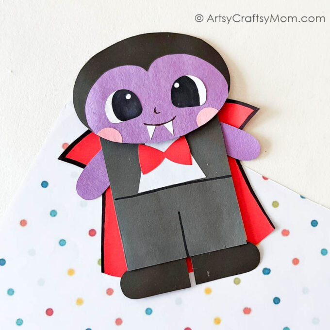 Adorable Paper Bag Dracula Puppet Craft