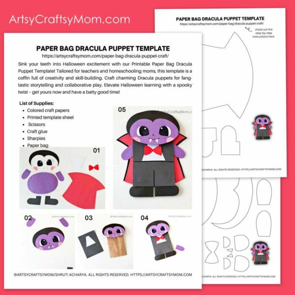 Adorable Paper Bag Dracula Puppet Craft