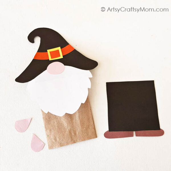 Adorable Paper Bag Halloween Gnome Puppet